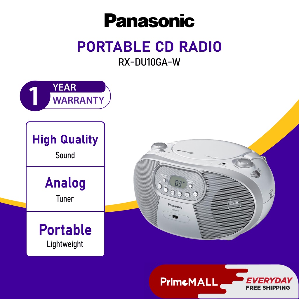 PANASONIC RX-DU10 Radio CD Player 50W Boombox RX-DU10GA-W CD-R/RW MP3 ...