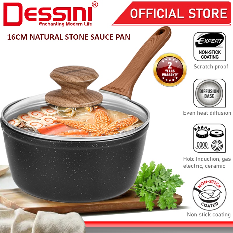 DESSINI ITALY Natural Stone 16CM Sauce Pan Aluminium Induction Non ...
