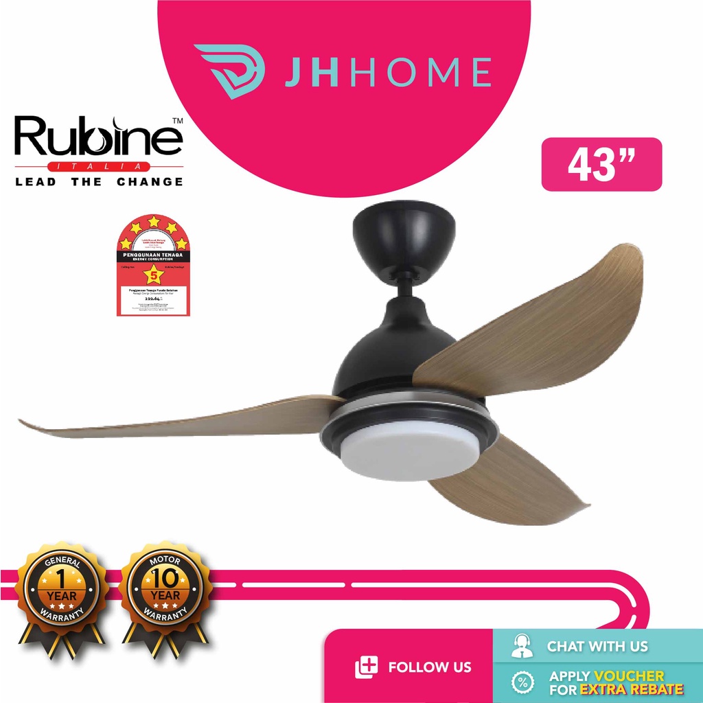 Rubine Ceiling Fan With Light Malaysia | Shelly Lighting