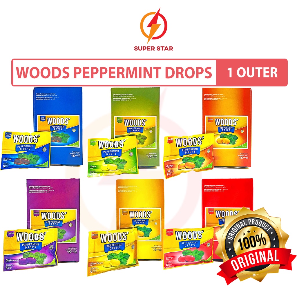 Woods Lozenges Candy Peppermint 15sachet x 12g (1 Outer-1 Box) | Shopee ...