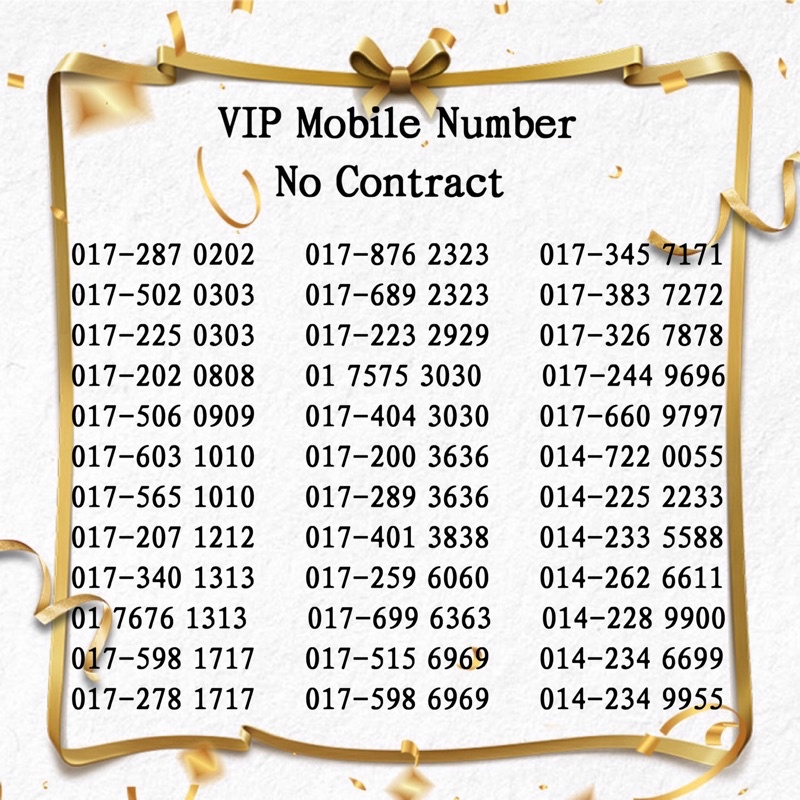 VIP Number ABAB , AABB , ABBB, ABBA , Fengshui VIP Number ,Lucky Number ,Family Number ,Couple ...