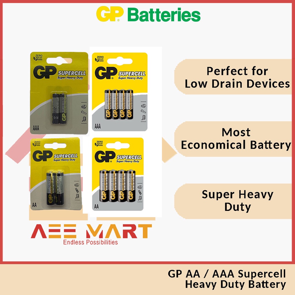 (Original) GP Supercell Super Heavy Duty AAA / AA 1.5V Carbon Zinc ...