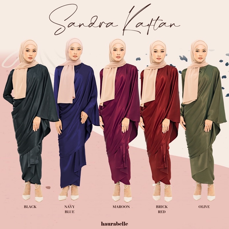 [HAURABELLE] SANDRA KAFTAN SATIN PLEATED | Shopee Malaysia
