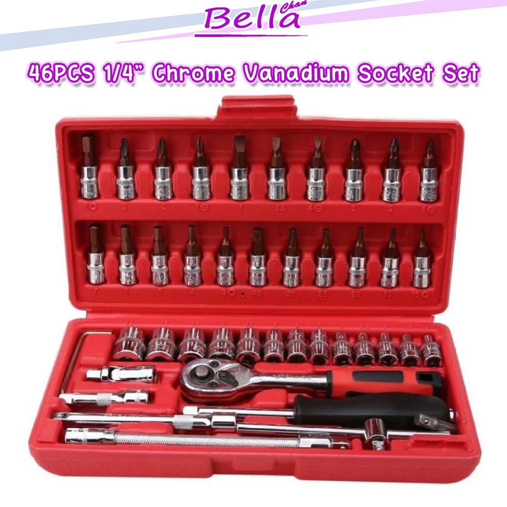 SOCKET WRENCH SET 46pcs Chrome Vanadium Socket Set Tool Box Set Ratchet Spanner Wrench Set ...