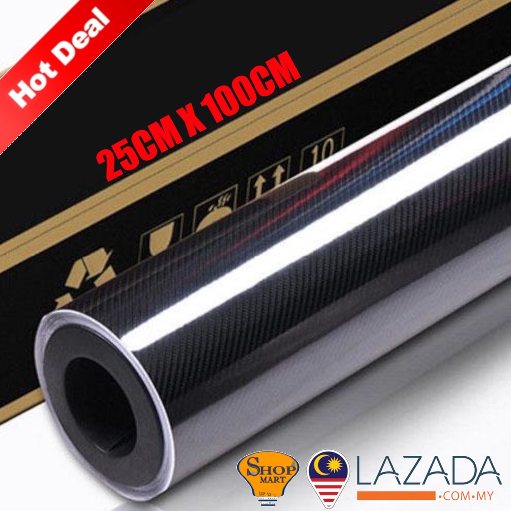 100CM X 25CM Auto Decal Roll Car Vinyl Wrap Black 6D Carbon Sticker ...