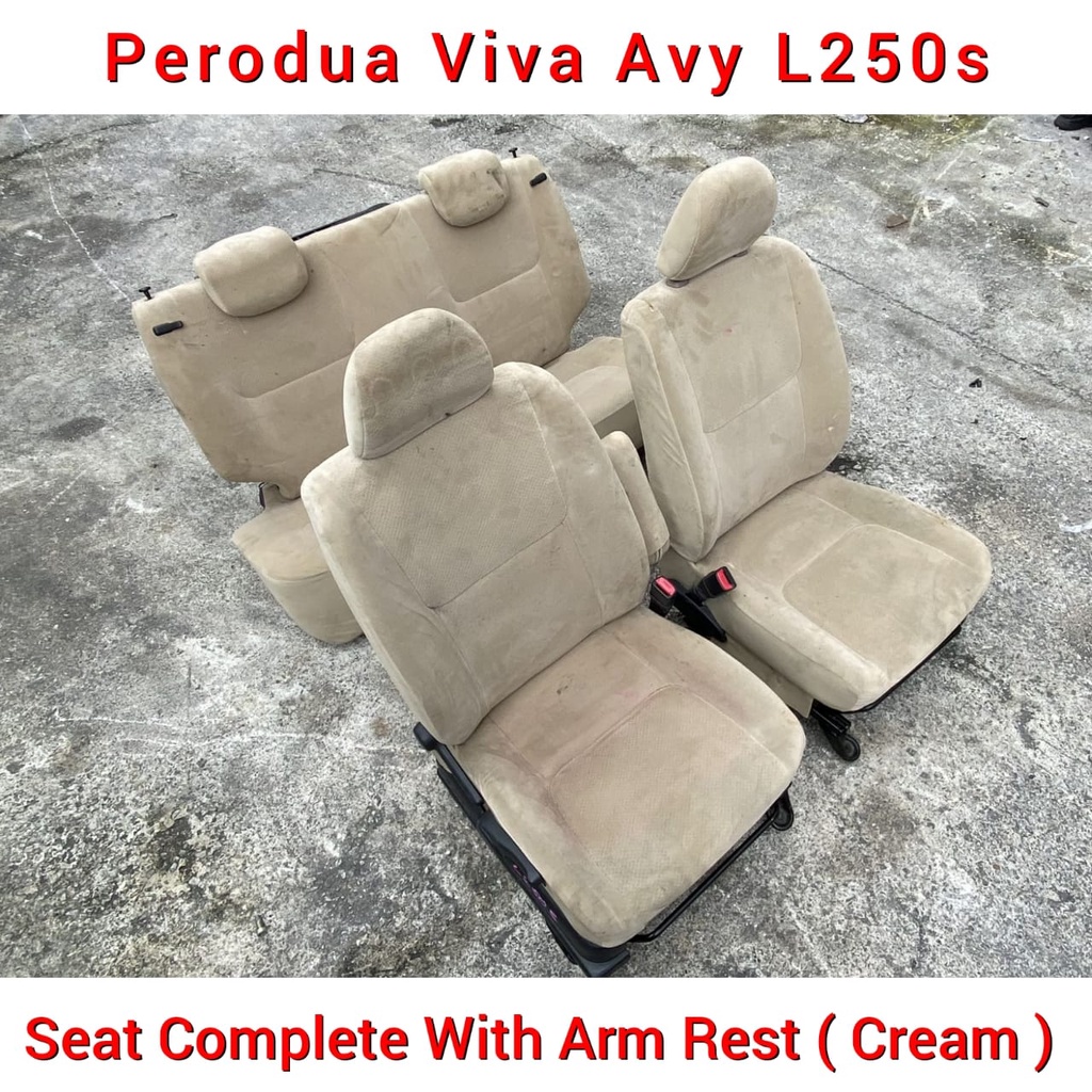 Perodua Viva Avy Mira Seat With Armrest Complete Set ( Cream ) / Car ...