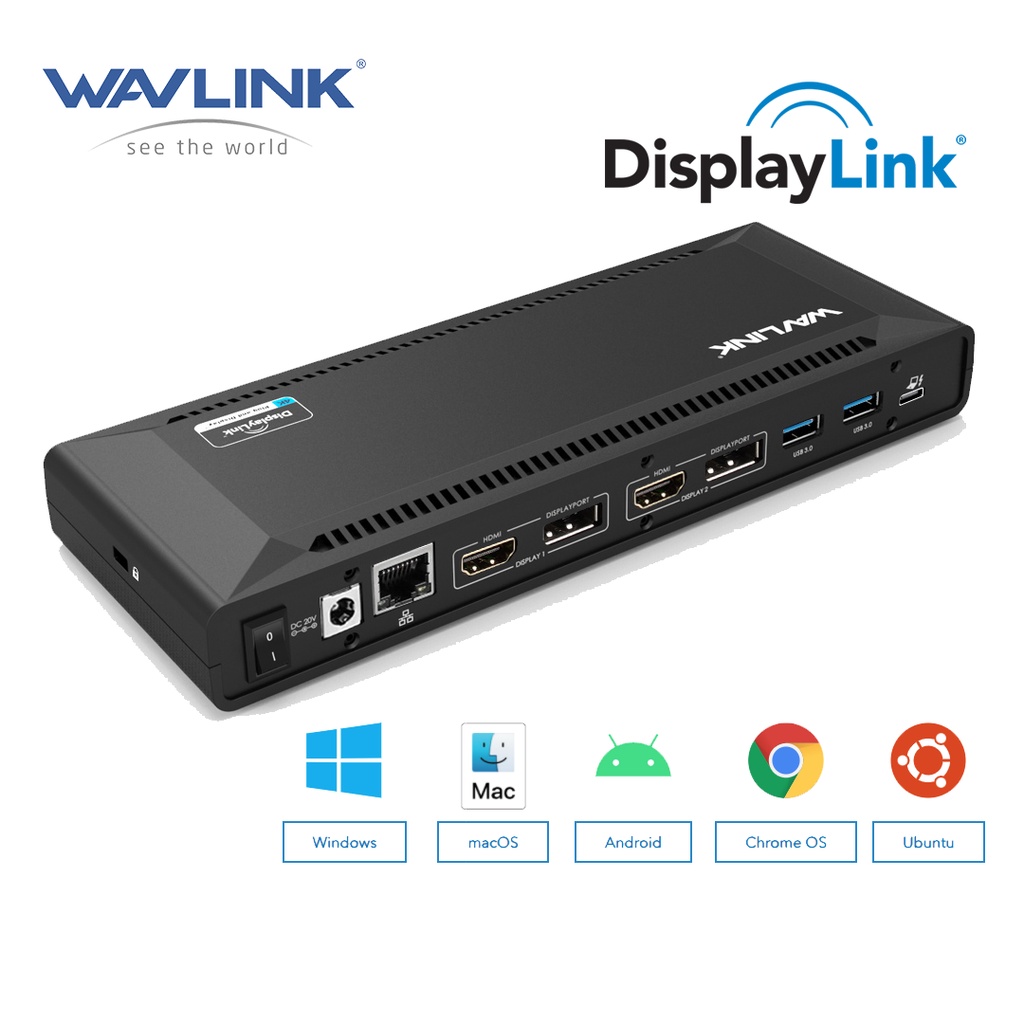 Wavlink USB-C Displaylink Universal Docking Station with Power Delivery 65W/100W For Laptop, 4K ...