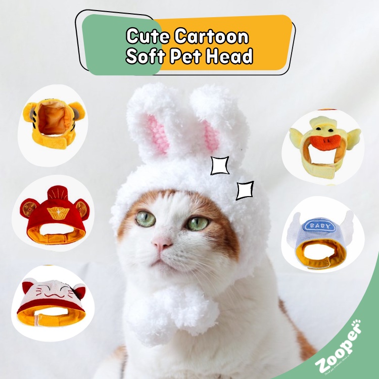 Zooper Cute Cartoon Soft Cat Head Cover Cotton Headdress Dog Cross ...