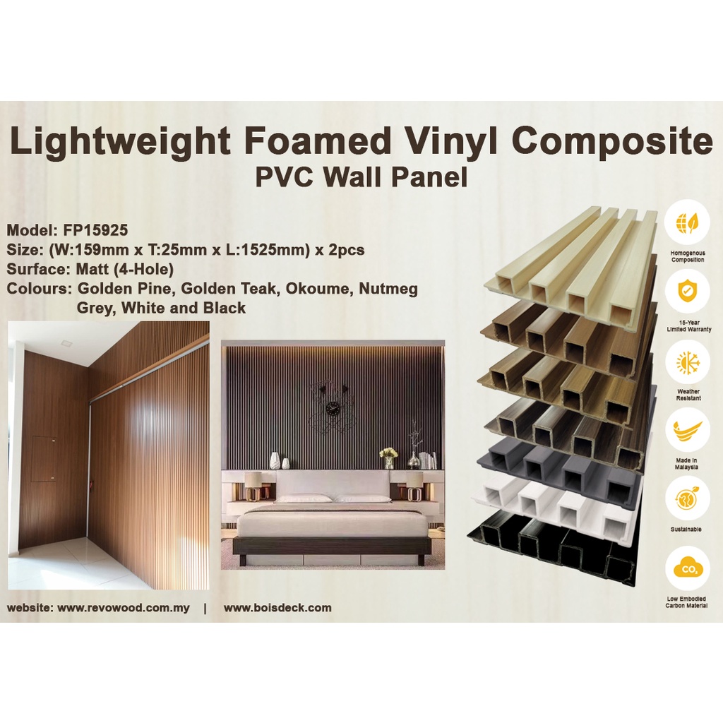 Boisdeck Vinyl Composite PVC Fluted Wall Panels 4 hole | Shopee Malaysia