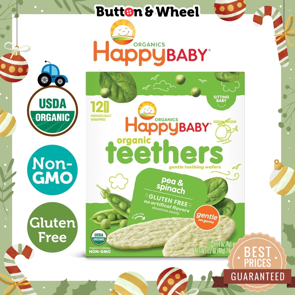 Happy Baby Teething Wafer - Pea/Spinach (48g) (Expiry Date: 01/2023 ...