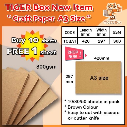 A3 Size Craft Paper 300gsm (10 sheets/30 sheets/50 sheets per Order ...