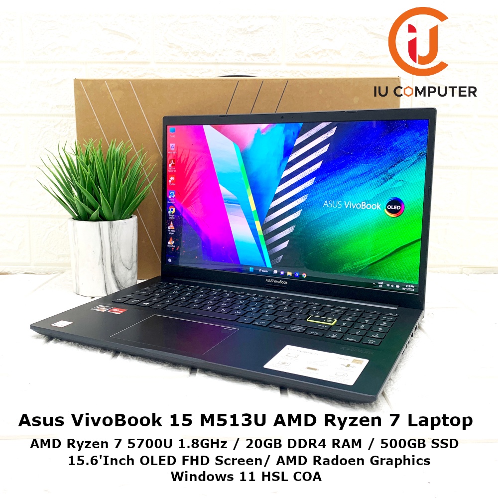 ASUS VIVOBOOK 15 M513U AMD RYZEN 7 5700U 20GB RAM 500GB SSD USED LAPTOP ...