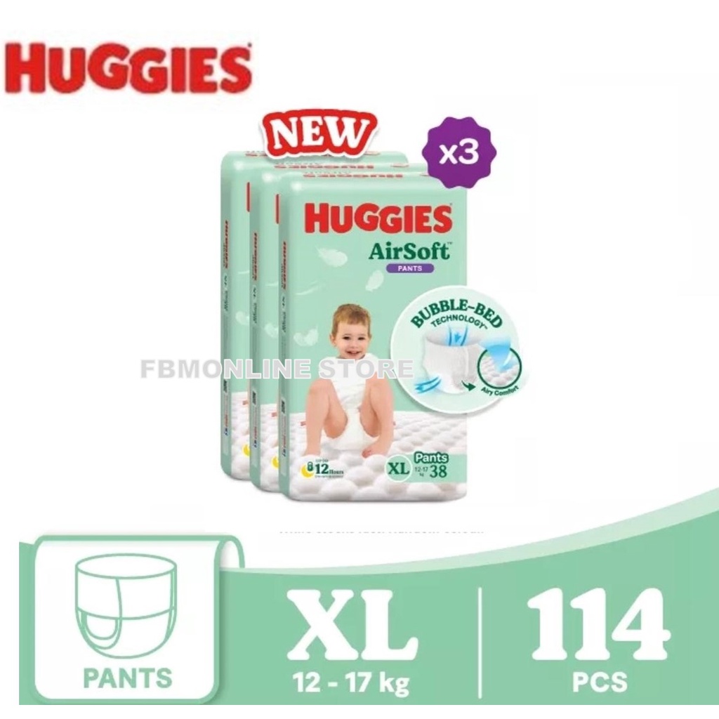 Huggies AirSoft Pants XL38 x 3 Super Jumbo Pack | Shopee Malaysia
