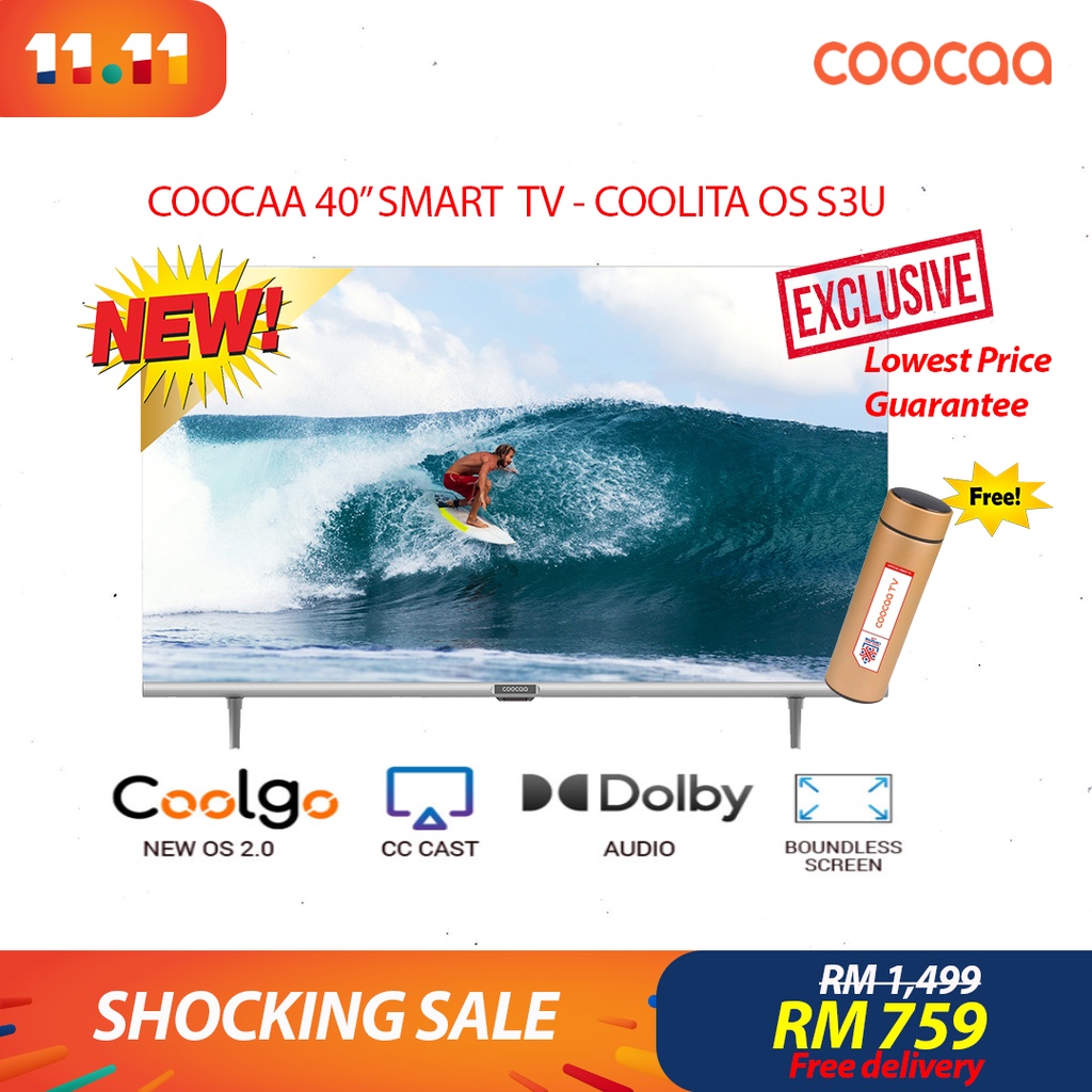 coocaa Smart TV 40 inch - 40S3U - OS COOLITA - HD - Bezel Less ...