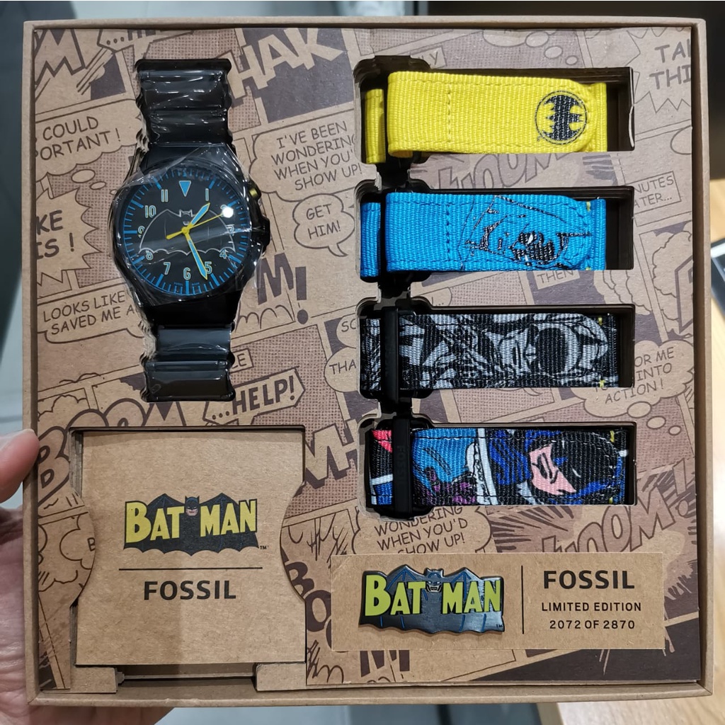 [NEW] FOSSIL Limited Edition Batman Heritage Led Black Stainless Steel ...