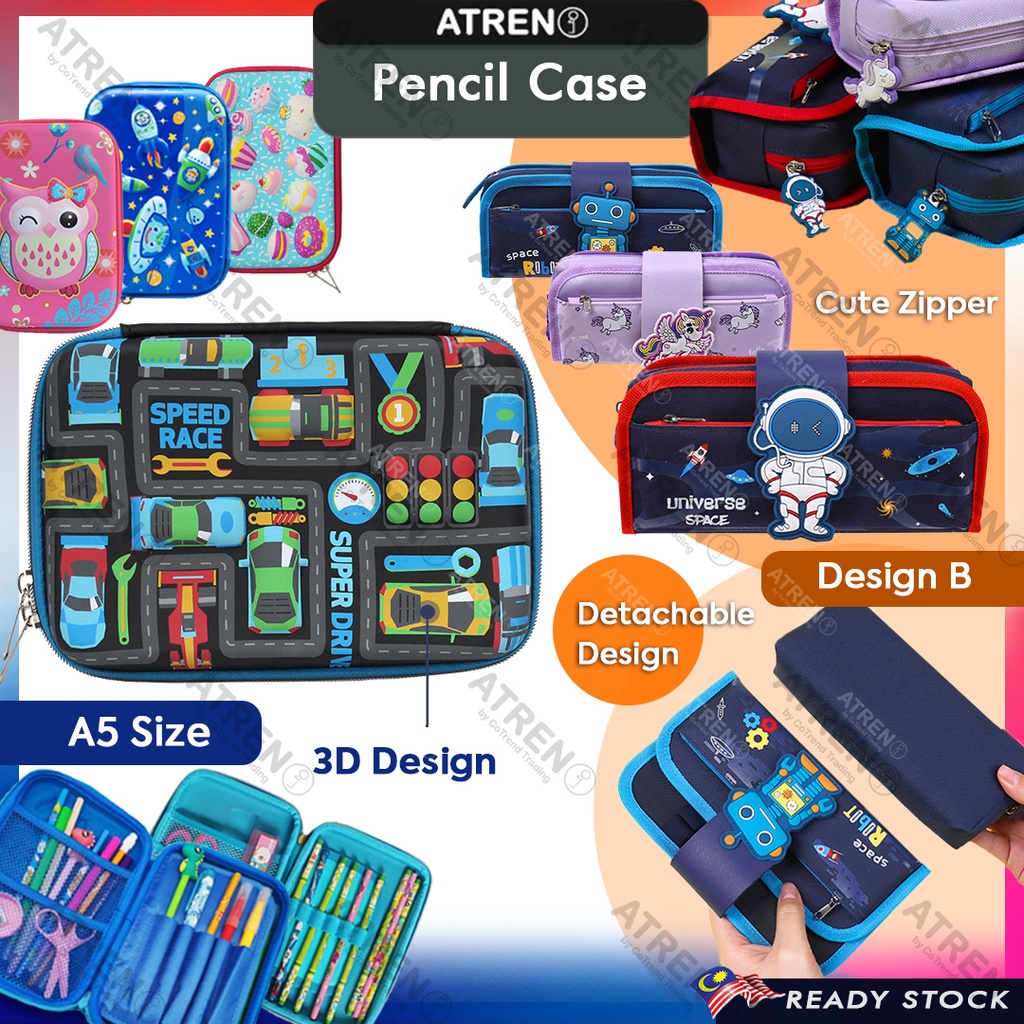 3D Pencil Box Kid School Detachable Stationery Hard Case Big Size ...