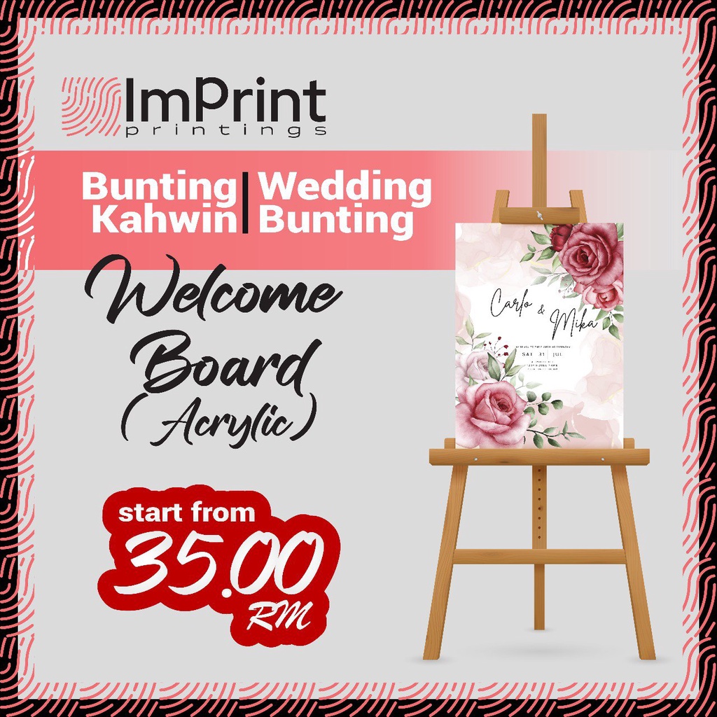 Welcome Wedding Board / Welcome kahwin board / Aqiqah board / Acrylic ...