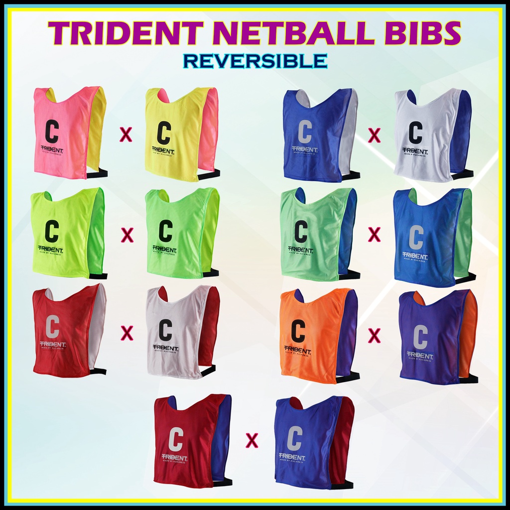Trident Reversible Netball Bibs Senior Set Bola Jaring Blue Orange Pink ...