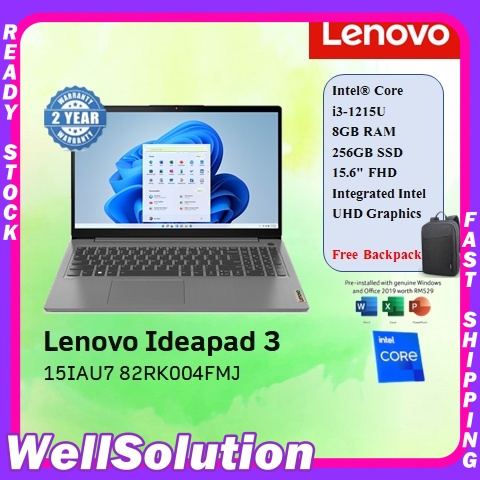 LENOVO IDEAPAD 3 15IAU7 82RK004FMJ 15.6'' FHD NOTEBOOK LAPTOP ARCTIC GREY (I3-1215U / 8GB ...