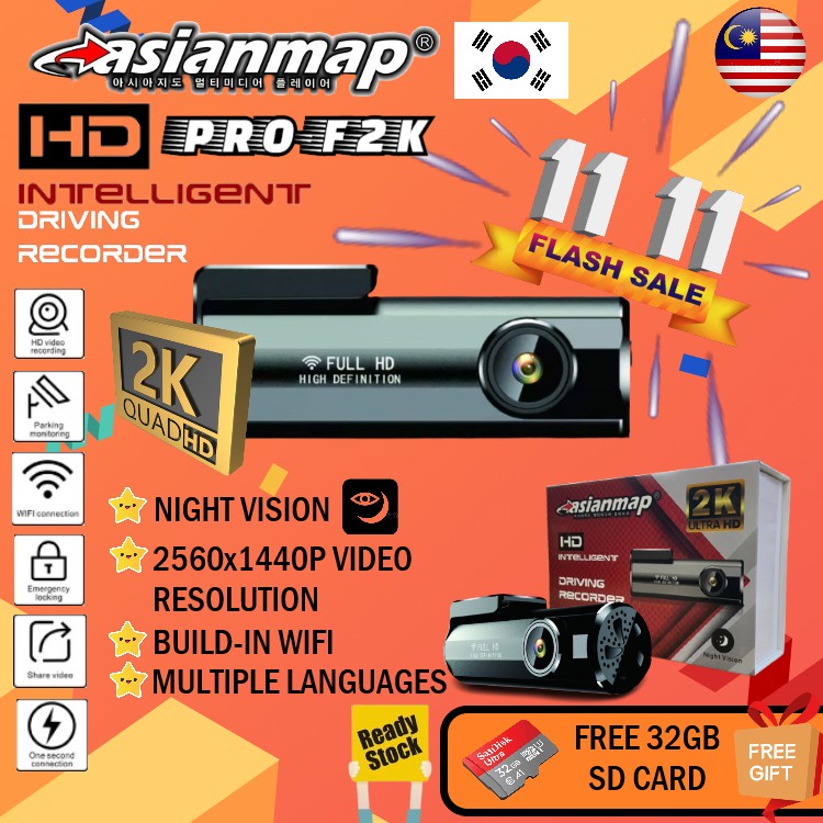 ASIAN MAP PRO-F2K CAR RECORDER DASHCAM 2560X1440P [2K] | Shopee Malaysia
