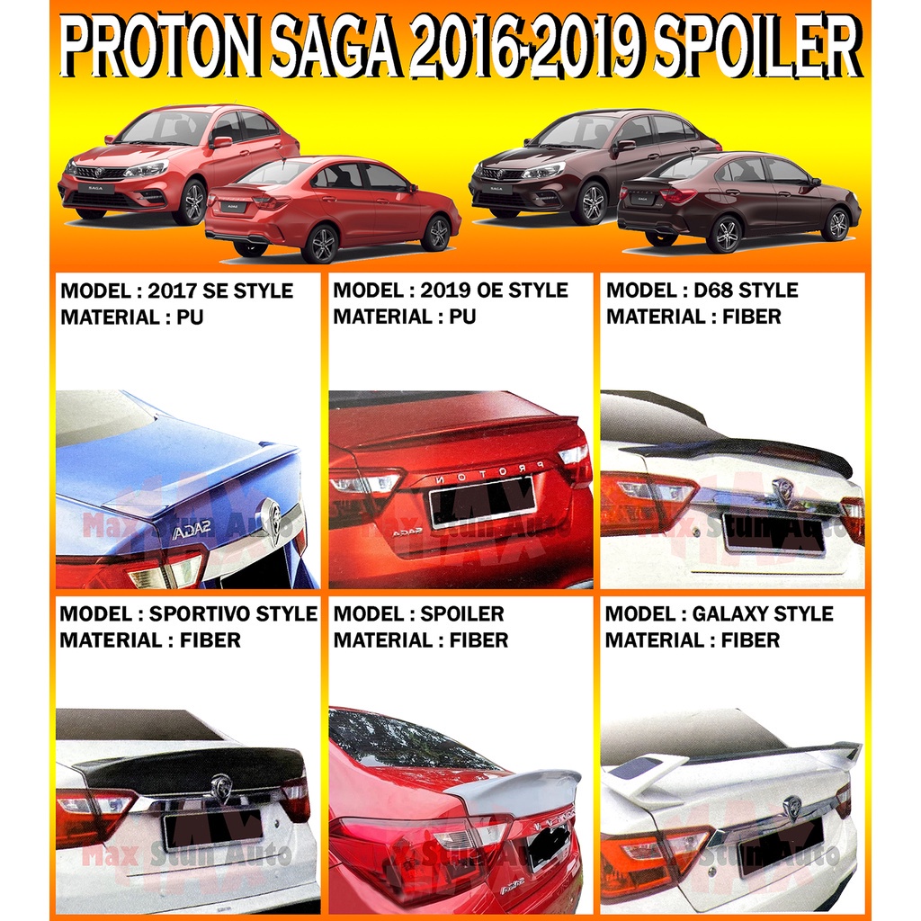 PROTON SAGA VVT SAGA FACELIFT FL 2016-2019 SPOILER SAGA SPOILER SE OE ...