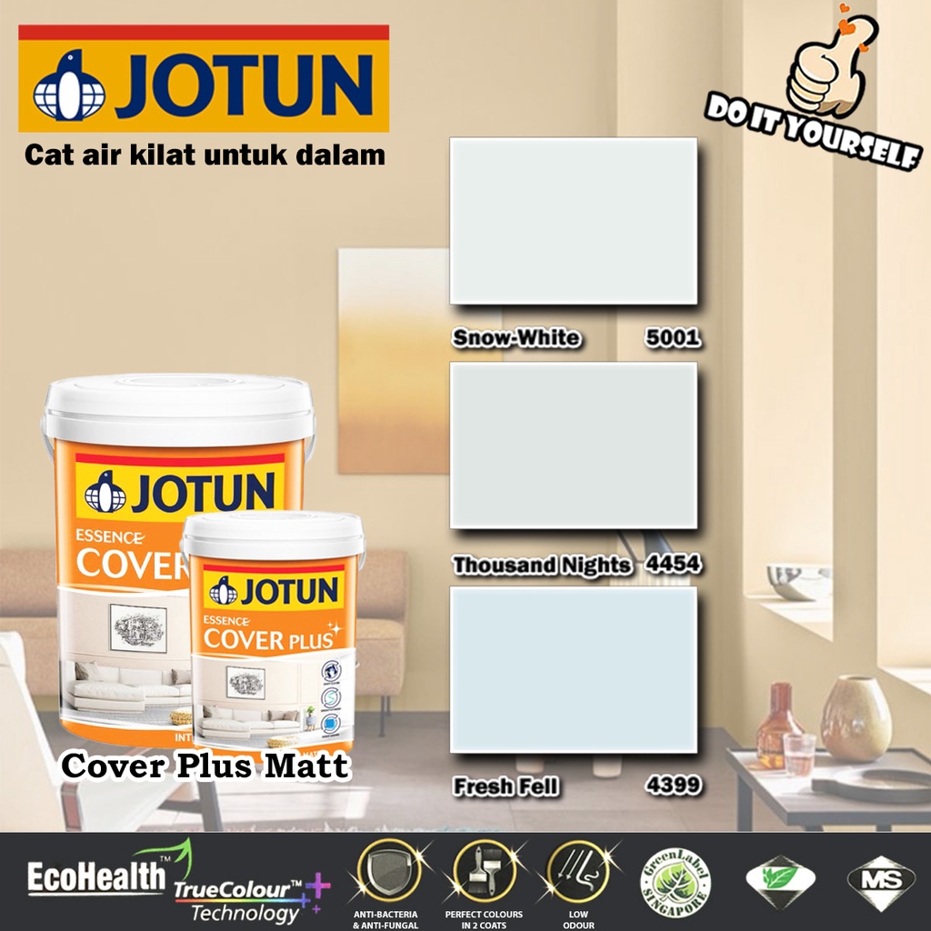 JOTUN ESSENCE COVER PLUS INTERIOR MATT 5 Liter Snow White 5001 ...