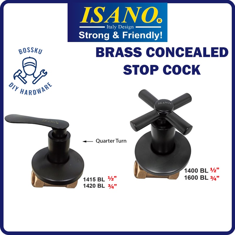 ISANO Handle Stop Cock | Concealed Black Series (1/2" & 3/4 ...