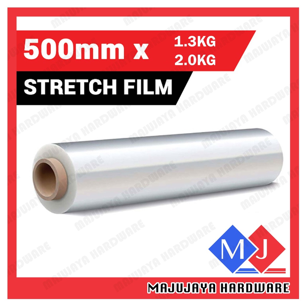 500mm Clear Stretch Film/Wrapping Firm/Plastic Pallet Wrap ( 1.3kg/2.0kg X 1 Roll ) Transparent ...