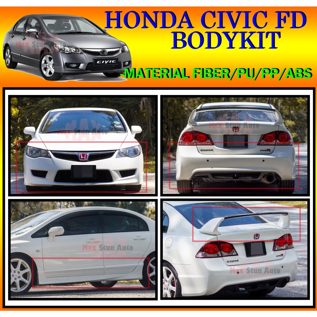 HONDA CIVIC FD FD2 FD2R 06-11 1.8 2.0 TYPE R BODYKIT SKIRT LIP SPOILER ...