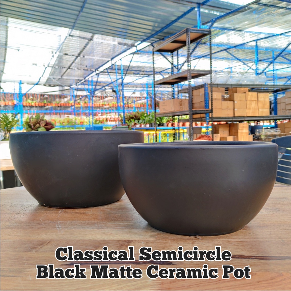 GPS Green Plant Society Modern Semi-circle Black Matte Ceramic Pot 时尚半 ...