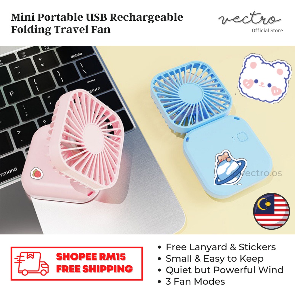 7 Blade USB Rechargeable Mini Portable Fan | Handheld Foldable Small ...