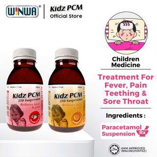 WINWA Kidz PCM Paracetamol Syrup For Fever, Pain, Sore Throat & Flu ...