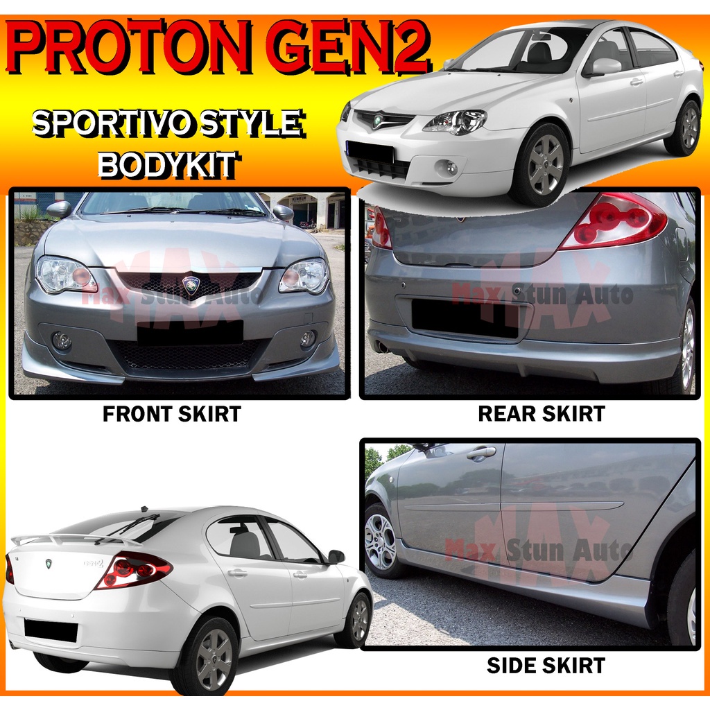 PROTON GEN2 SPORTIVO STYLE BODYKIT (SPORTIVO) BUMPER SKIRT LIP FOR GEN ...