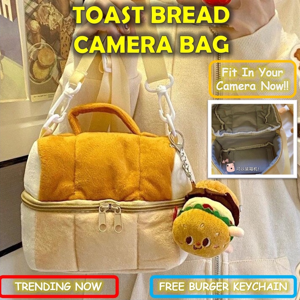 Inatreehouse. Toast Bread Camera Bag, Comestic Bag, Storage Bag ...
