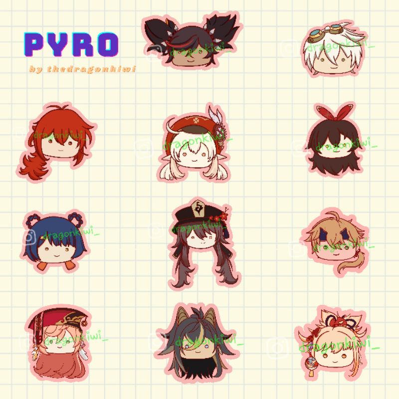 [Genshin Impact] PYRO Character Stickers | Shopee Malaysia