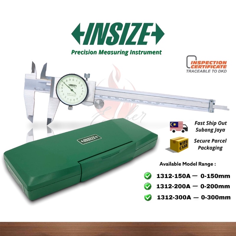 INSIZE Dial Caliper Gauge 1312-150A(0-150mm), 1312-200A(0-200mm), 1312-300A(0-300mm) | Shopee ...