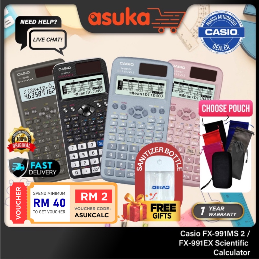 Casio FX-991MS 2 /Casio FX-991EX (Black/Pink/Blue) Scientific ...