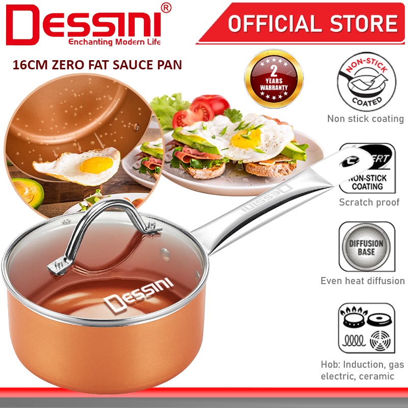 DESSINI ITALY Zero Fat 16CM Sauce Pan Aluminium Induction Non Stick ...