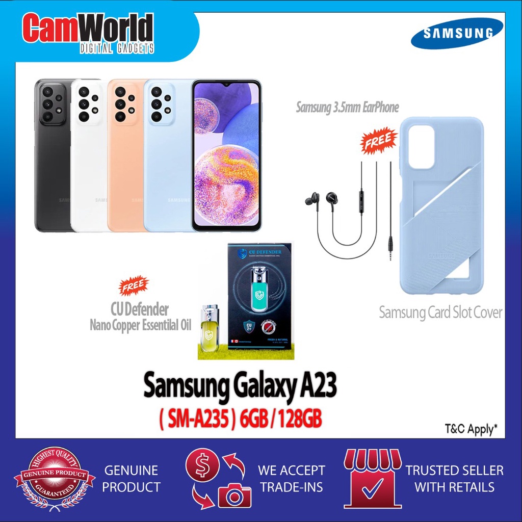 Samsung Galaxy A23 ( SM-A235 ) ( 6GB + 128GB ) With Cover , 3.5mm & CU Defender | Shopee Malaysia