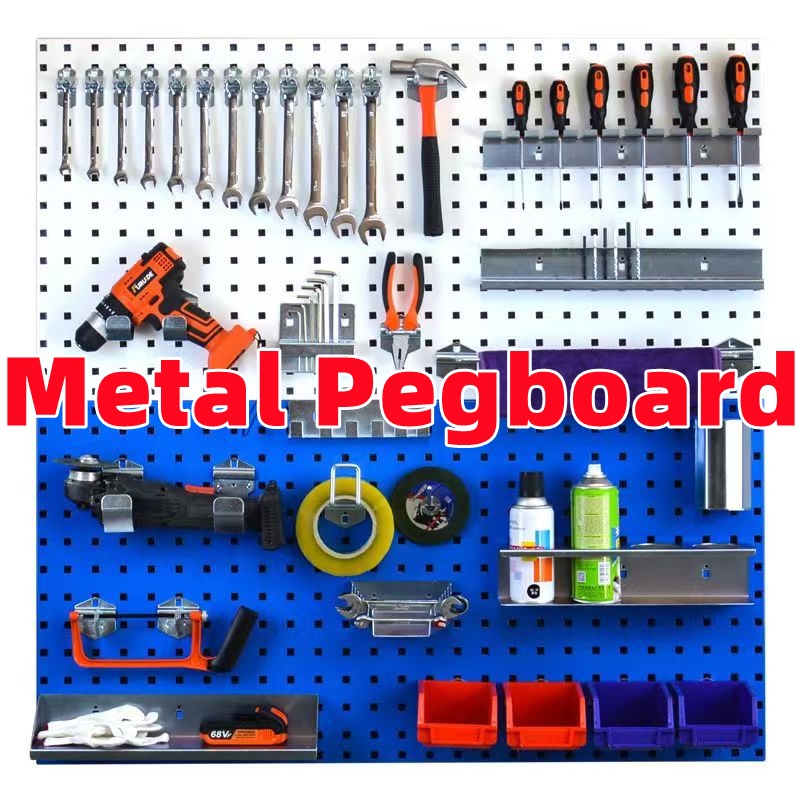 Metal Pegboard Square Hole Hardware Tools Wall Display Shelf Hanging ...