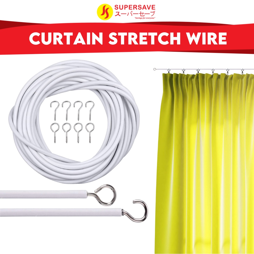 SUPERSAVE Curtain Stretch Wire White Curtain Wire 2M/3M/5M Hanging Arts ...