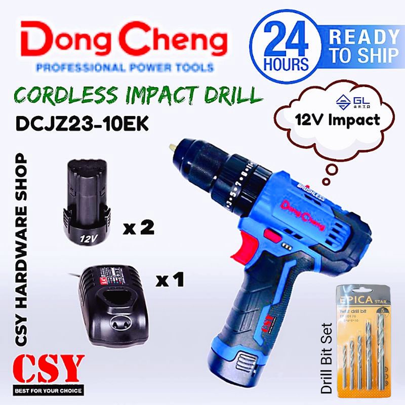 DONG CHENG Cordless Impact Drill DCJZ23-10EK New Model (Free Drill Bit Set) | Shopee Malaysia