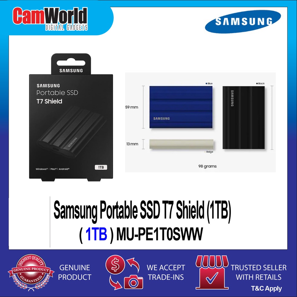 SAMSUNG PORTABLE SSD T7 SHIELD 1TB | Shopee Malaysia