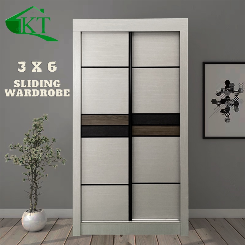 [Siap Pasang] 3 FT Sliding Wardrobe / 3 Kaki Almari Baju Sliding Door 2 ...