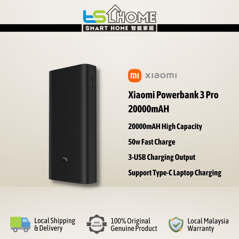 Xiaomi Mi Powerbank Pro 3 20000mAh 50W USB-C Super Fast Charging PB200SZM / PB2050SZM Power Bank ...