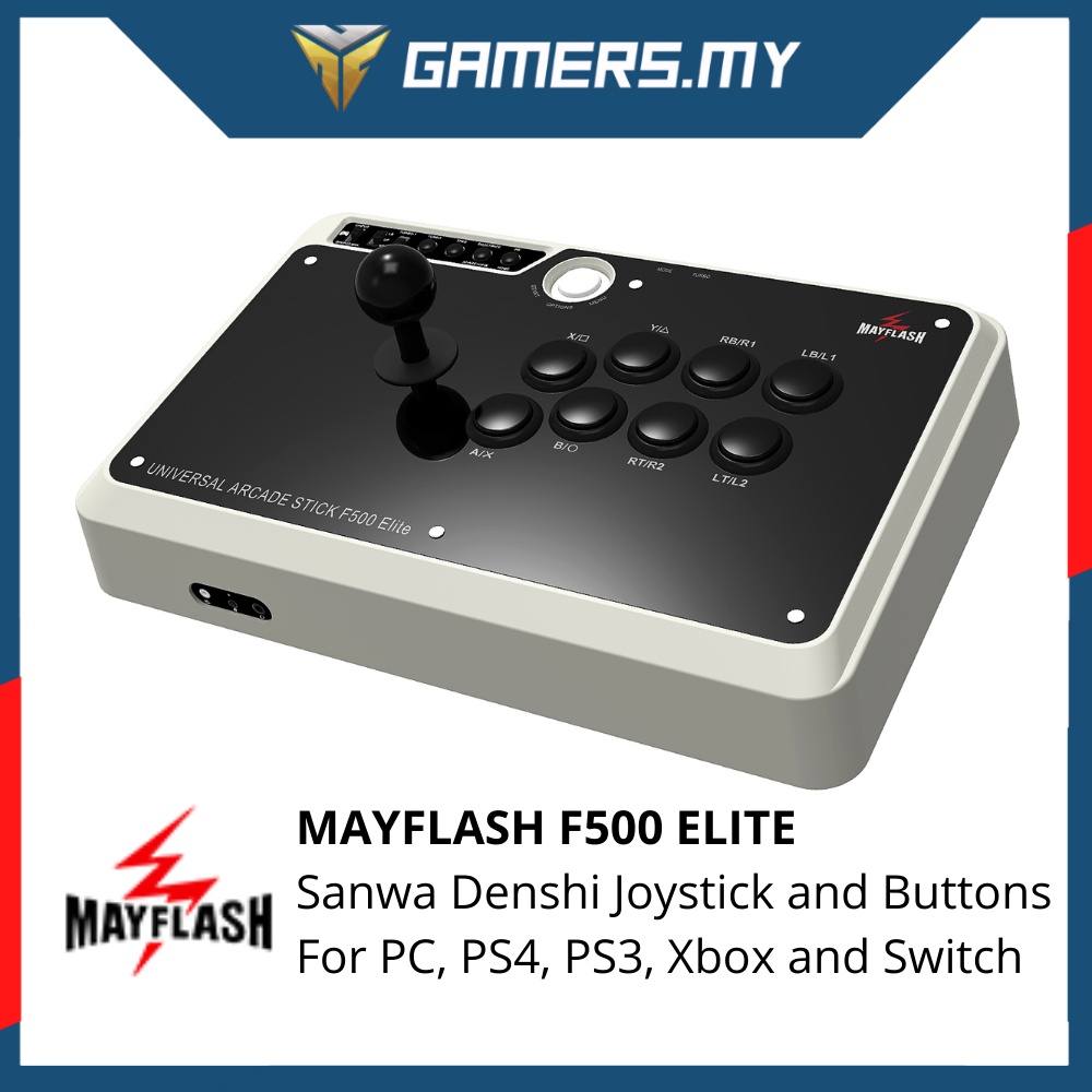MayFlash Arcade Stick F500 Elite with Sanwa Denshi Joystick and Buttons ...