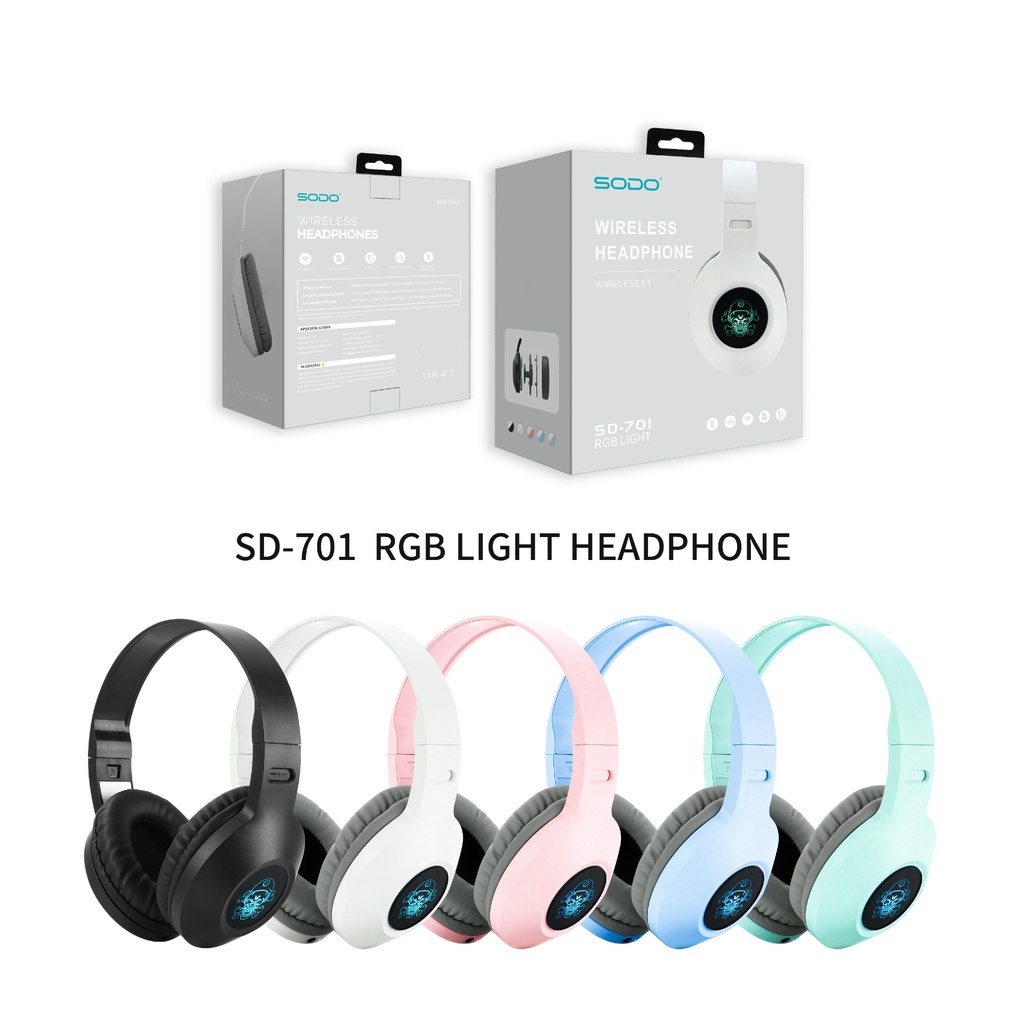 SODO SD-701 Wireless Headphone Pattern light Bluetooth Headphones Over ...