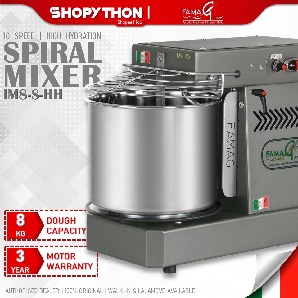 FAMAG 10-Speed Spiral Mixer IM8-S High Hydration - Dark Silver (11L ...