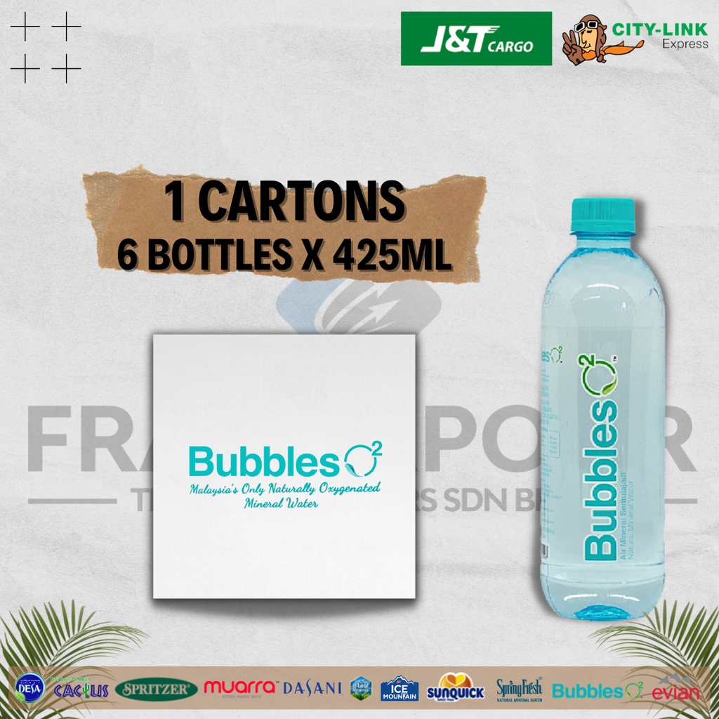 Bubbles O2 Natural Oxygenated Mineral Water 1 carton (6x425ml) with ...