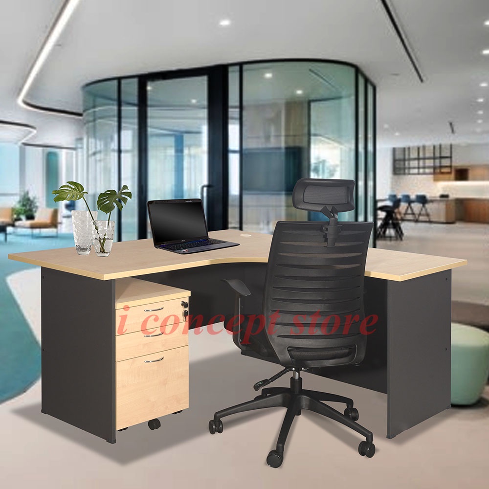 L-SHAPE OFFICE WRITING TABLE / STUDY DESK / MEJA PEJABAT BENTUK L ...